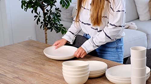 Wheat Straw Dinnerware Sets (16pcs) Beige-Unbreakable Microwave Safe-Lightweight Bowls, Cups, Plates Set-Reusable, Eco Friendly,Dishwasher Safe,Wheat Straw Plates,Wheat Straw Bowls, Cereal Bowls