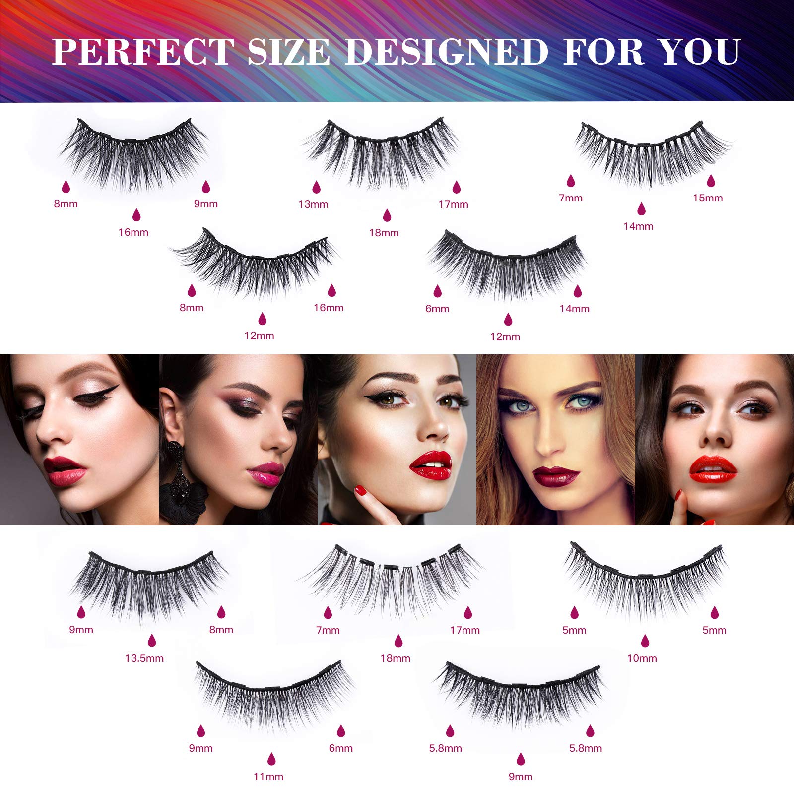 EverNice 2021 Upgraded Magnetic Eyelashes with Eyeliner, 10 Pairs Magnetic eyelashes,with Tweezers and Mirror Box Easy to Carry