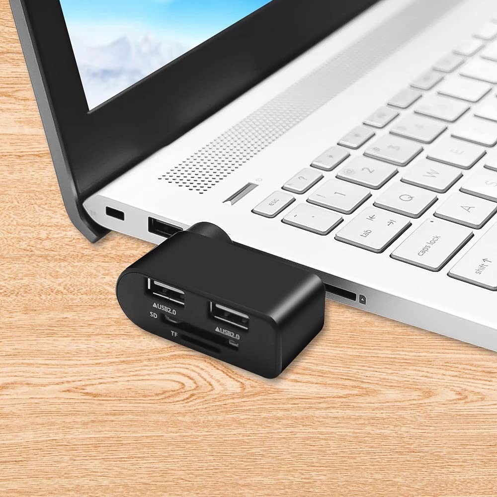 WJCCY USB Hub 2.0 SD TF Card Reader Adapter Splitter Power Interface USB Card Reader for Computer Laptop PC
