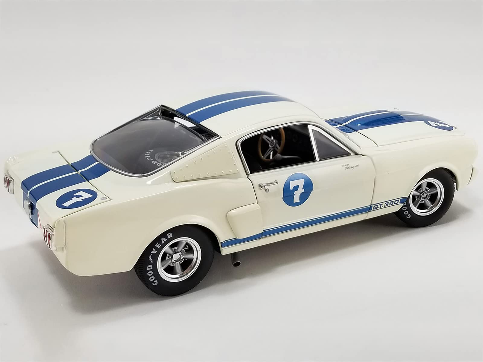 1965 Shelby GT 350R #7 "Stirling Moss White with Blue Stripes Limited Edition to 516 Pieces Worldwide 1/18 Diecast Model Car by Acme A1801814