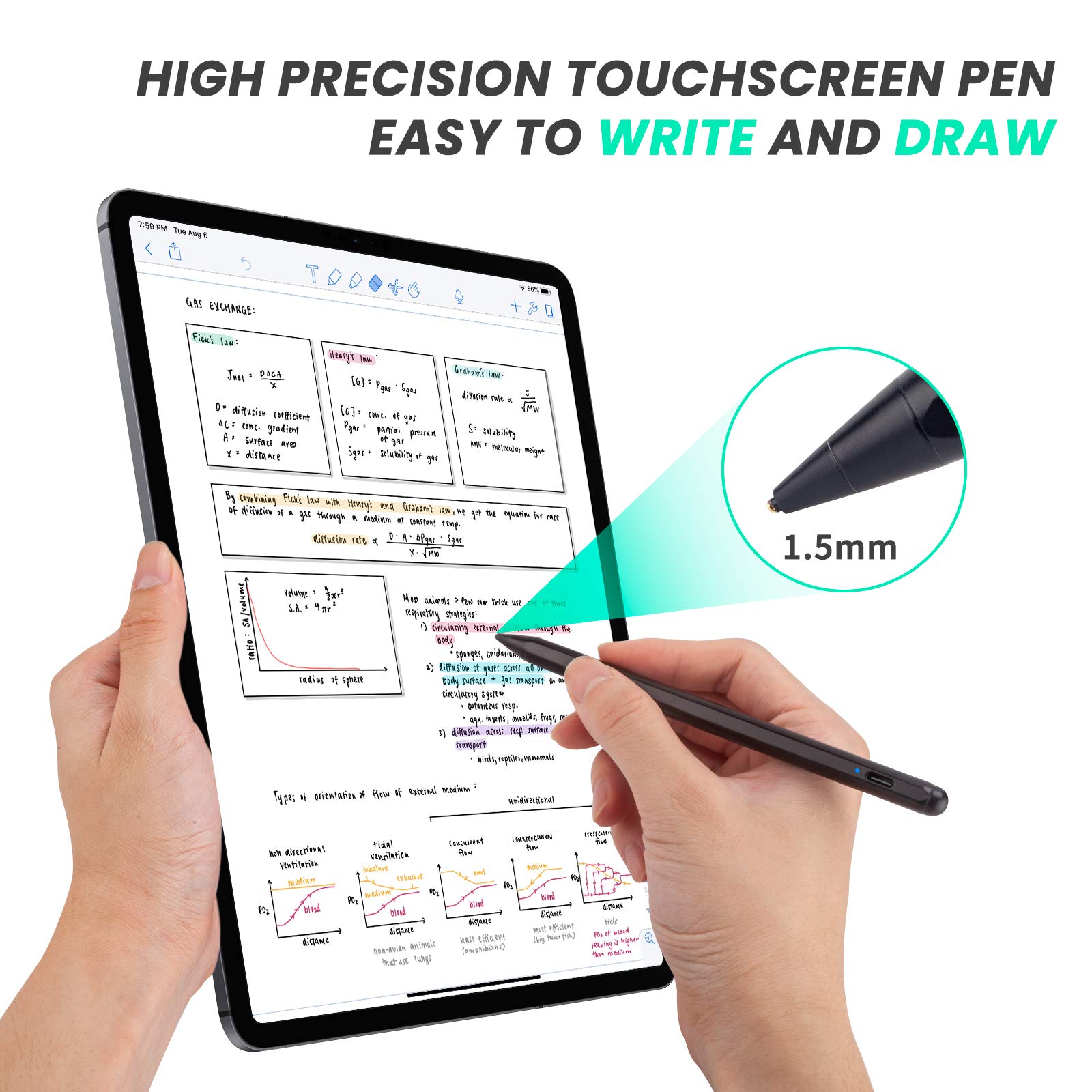 Chromebook Flip 2-in-1 Touchscreen Laptop Stylus Pen, Active Pen Digital Capacitive Stylus for ASUS Chromebook Flip 2-in-1 Laptop Stylus with Ultra Fine Tip,Touch-Control and Rechargeable,Black