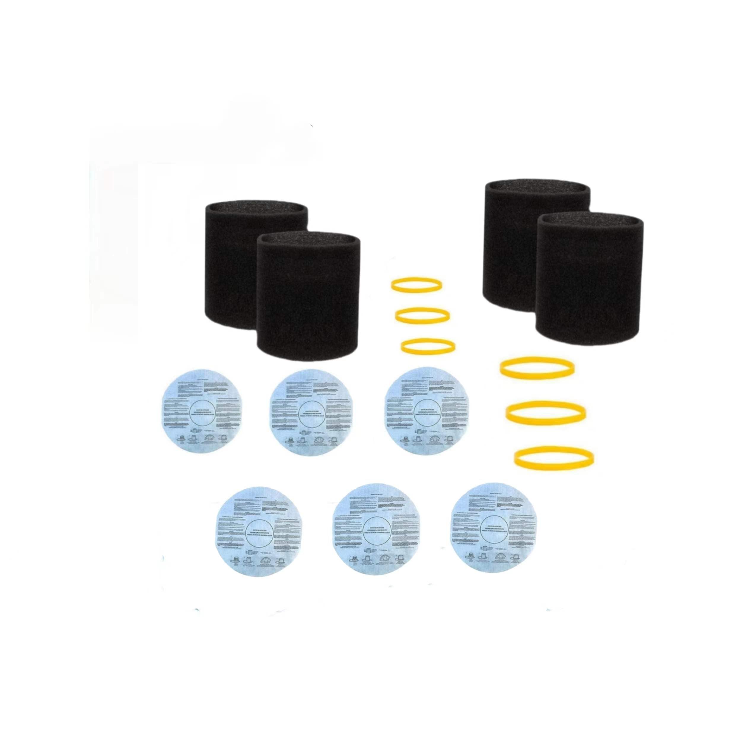 6 pack 90107 dry filter,6 Pack Retaining Bands,4Pack 90585 Shop vac Foam Sleeve Filter Replacements for Most Shop vac Wet Dry Vacuum Cleaners 5 Gallon and Above-16Pack