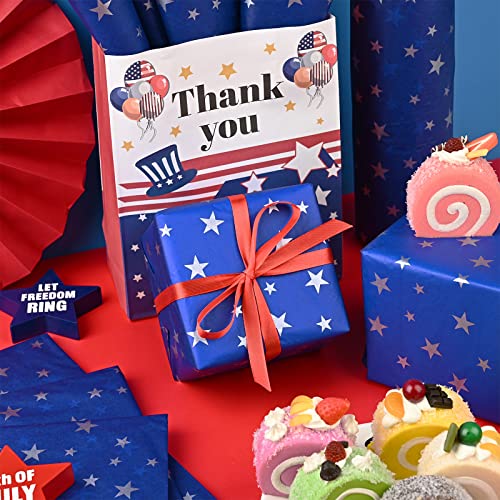 Bolsome 60 Sheets 20 * 20 Inches Silver Star Tissue Paper, Navy Blue Tissue Paper for Gift Wrapping for Birthday Baby Shower Patriotic Themed Party DIY Craft