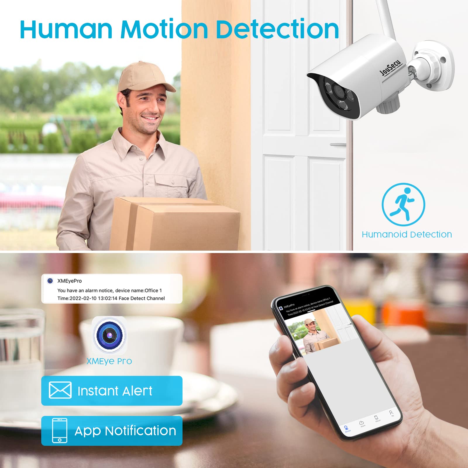 5MP Wireless Security Camera System No Hard Drive, 8 Channel Surveillance NVR Kits and 4pcs Super HD 5MP Outdoor Indoor WiFi Bullet Camera for Home Full Color Night Vision
