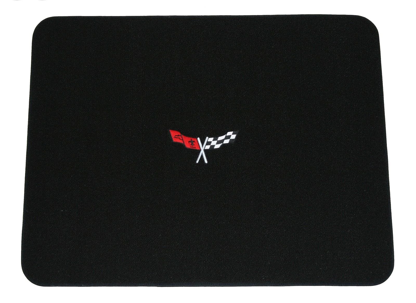 1968-82 C3 Corvette Classic Loop Black Front Floor & Rear Deck Mat Combo Set with Crossed Flags Logo