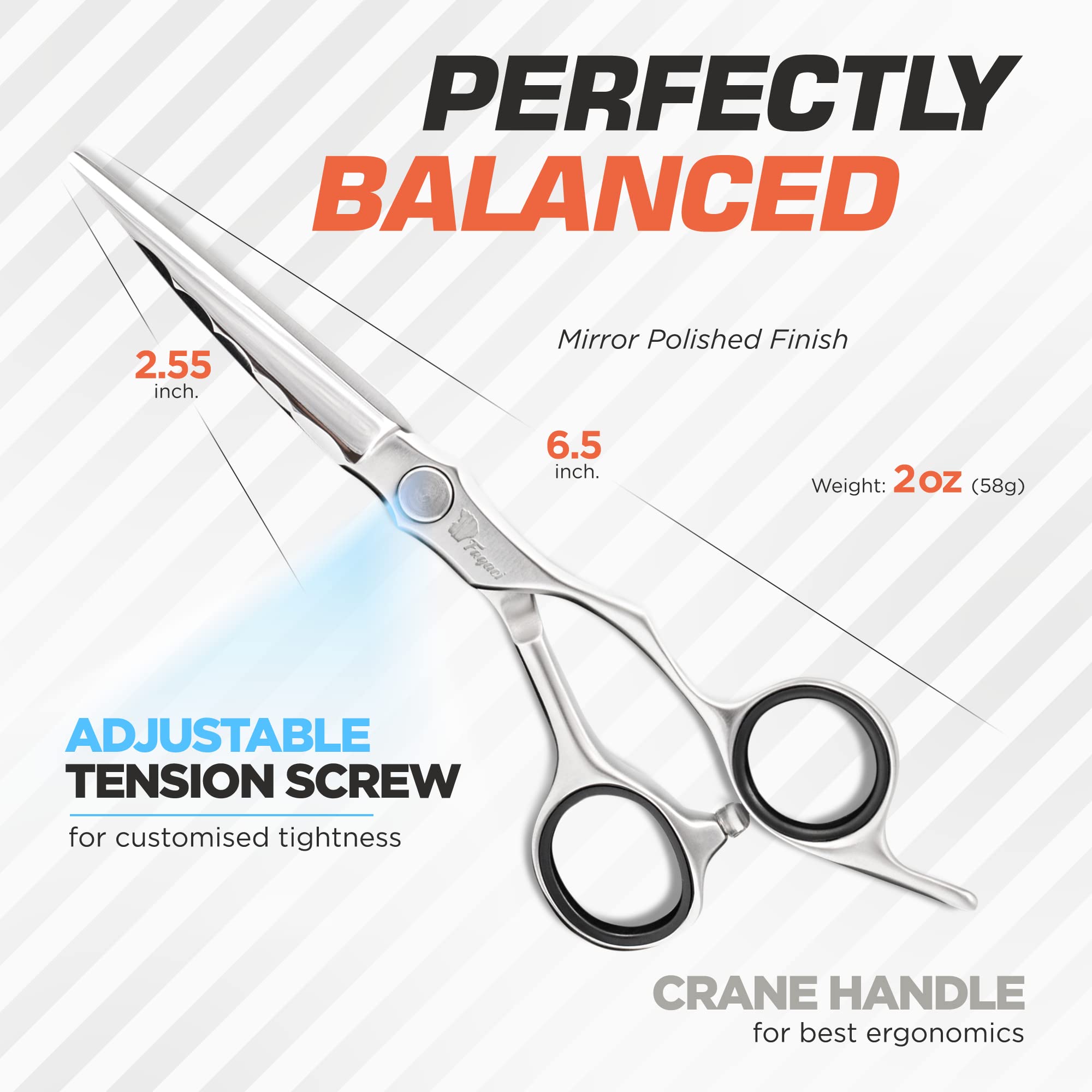 Professional Hair Scissors 6 Inch with Extremely Sharp Blades, VG10 Super Steel Hair Cutting Scissors, 3D Convex Edge, Super Durable, Smooth Motion & Fine Cut, Barber Scissors with Elegant Case…