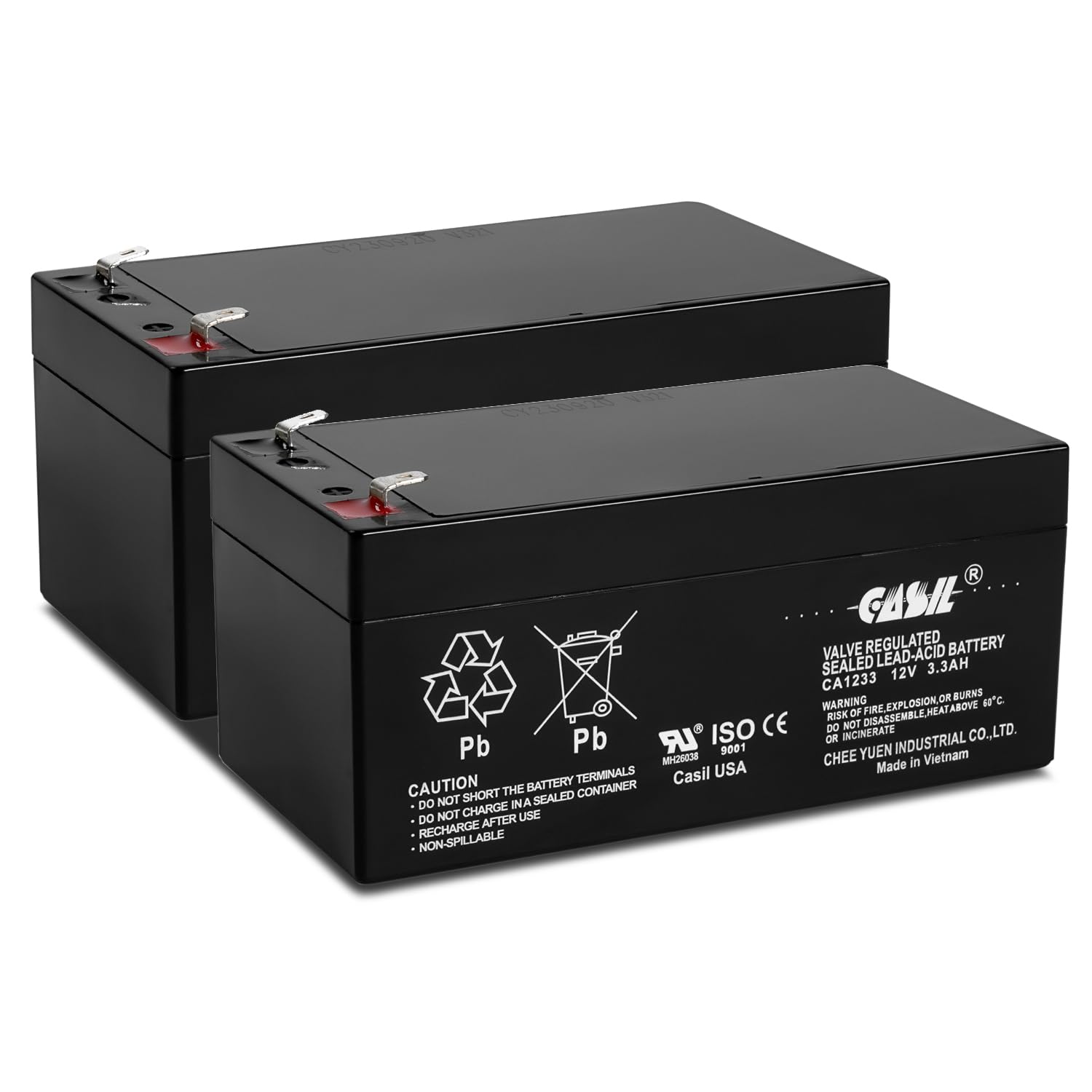 Casil 12V 3.3Ah Replacement Battery Compatible with ES 8 Outlet 650VA BE650R, ES 650, BE325, BE325R, BE325CN 2 Pack