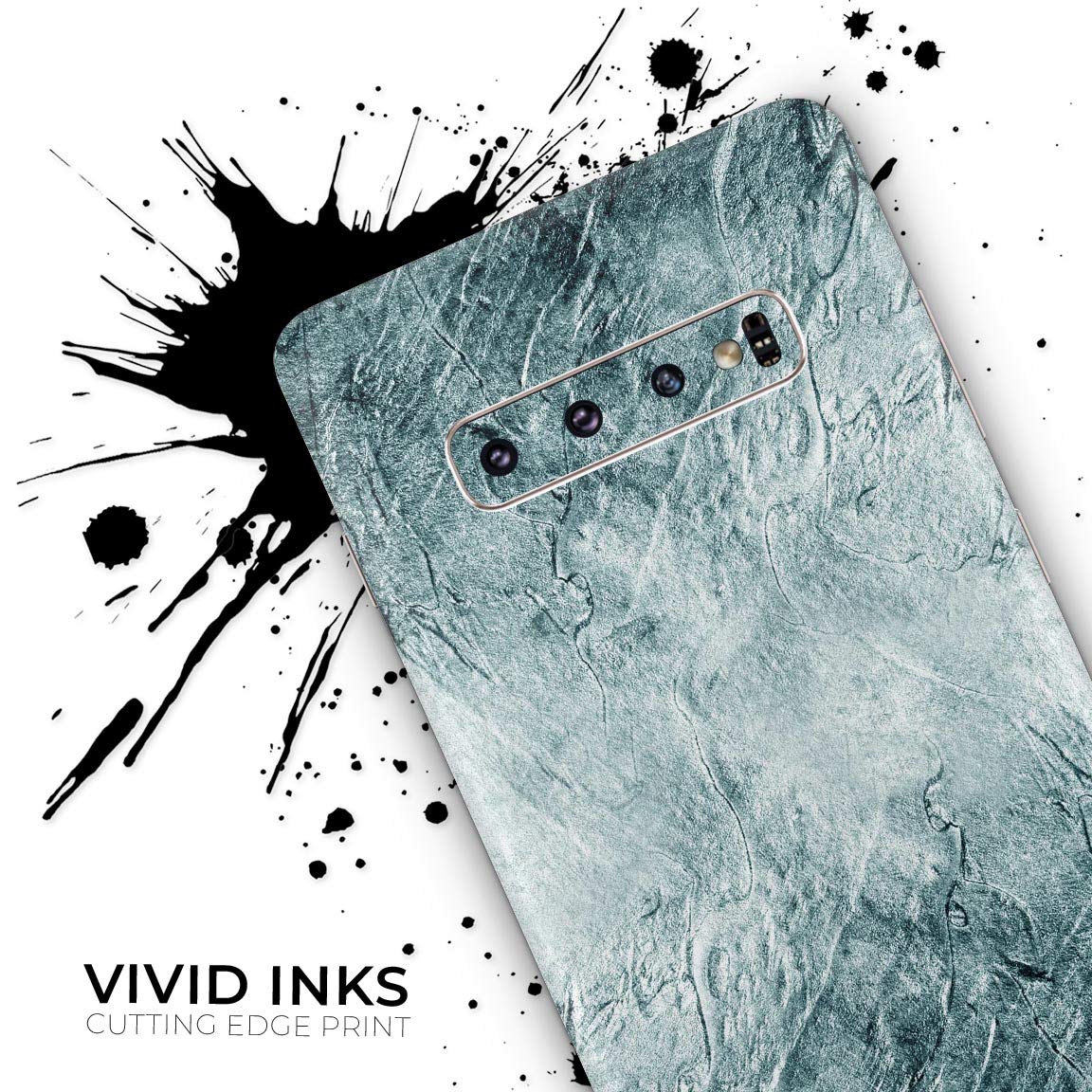 DesignSkinz Grungy Teal Wavy Abstract Surface Protective Vinyl Decal Wrap Skin Cover Compatible with The Samsung Galaxy S20 (Screen Trim & Back Glass Skin)