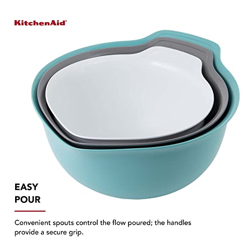 KitchenAid Universal Silicone Mixing Bowls, Set Of 3, Aqua Sky White Gray