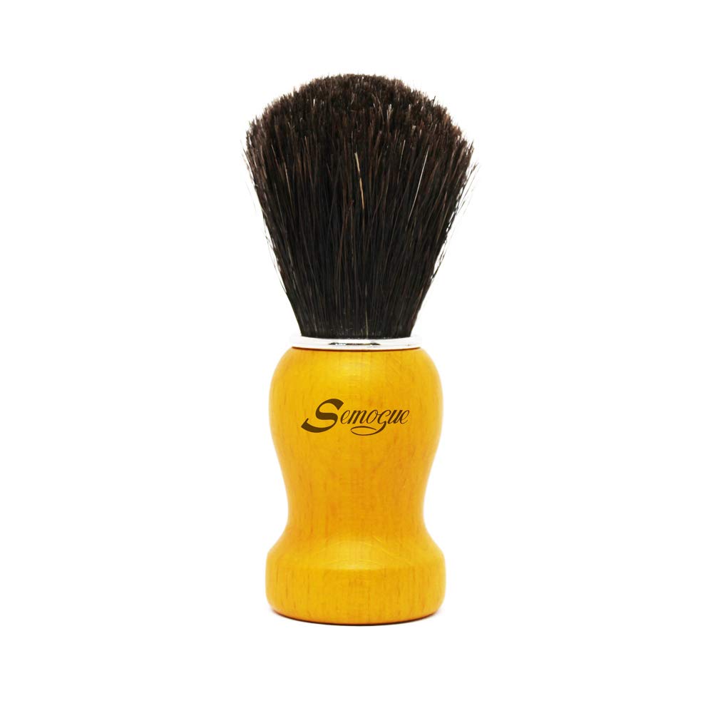 Semogue Pharos-C3 Pure Black Horse Shaving Brush - Yellow Handle