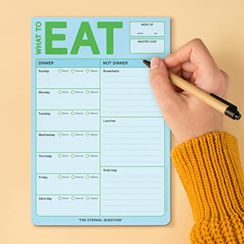 Knock Knock What To Eat Pad (Turquoise / Pastel), Magnetic Meal Planning Note Pad with Magnet, 6 x 9-inches