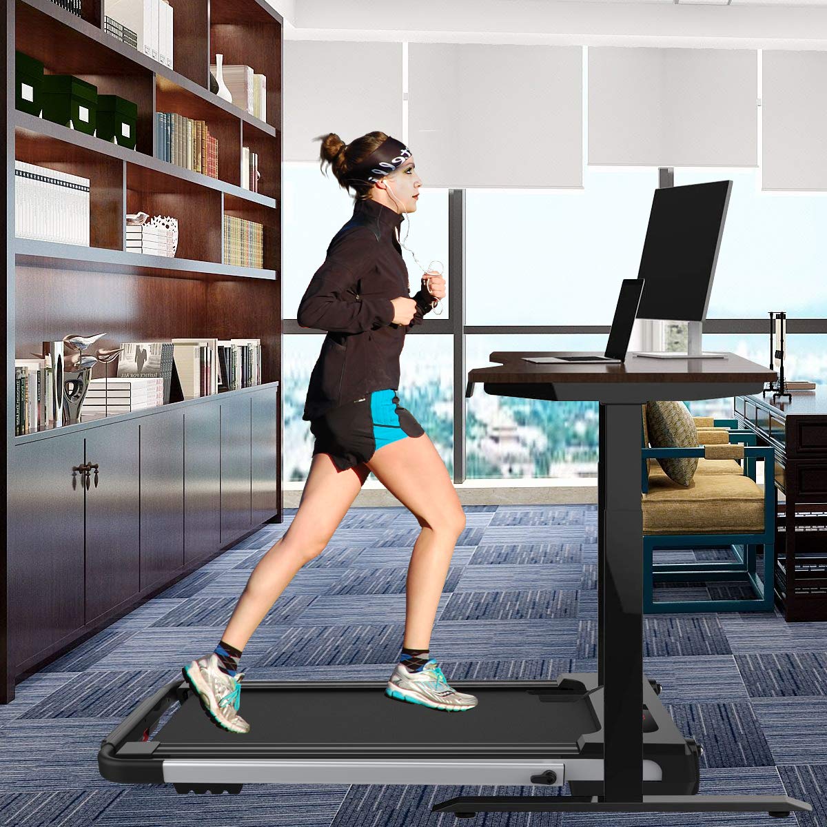 2 in 1 Folding Treadmill for Home,1.5HP Under Desk Electric Treadmill,Foldable Portable Treadmill for Running and Walking Exercise Machine with LED Display and Remote Controller(Installation-Free)