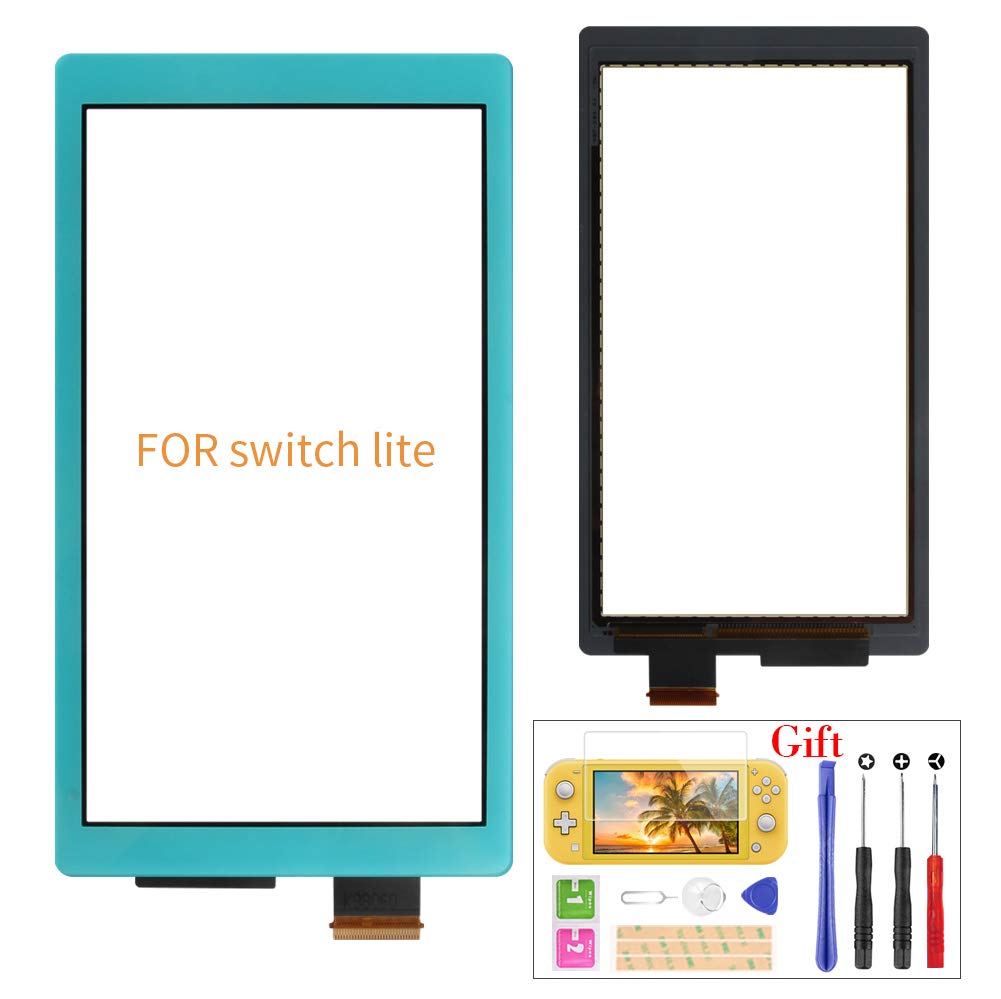 A-MIND Touch Screen Digitizer for Nintendo Switch Lite Only,Front Touch Panel Replacement Parts Repair Set + Tool Repair Kit + Screen Protector (Turquoise)