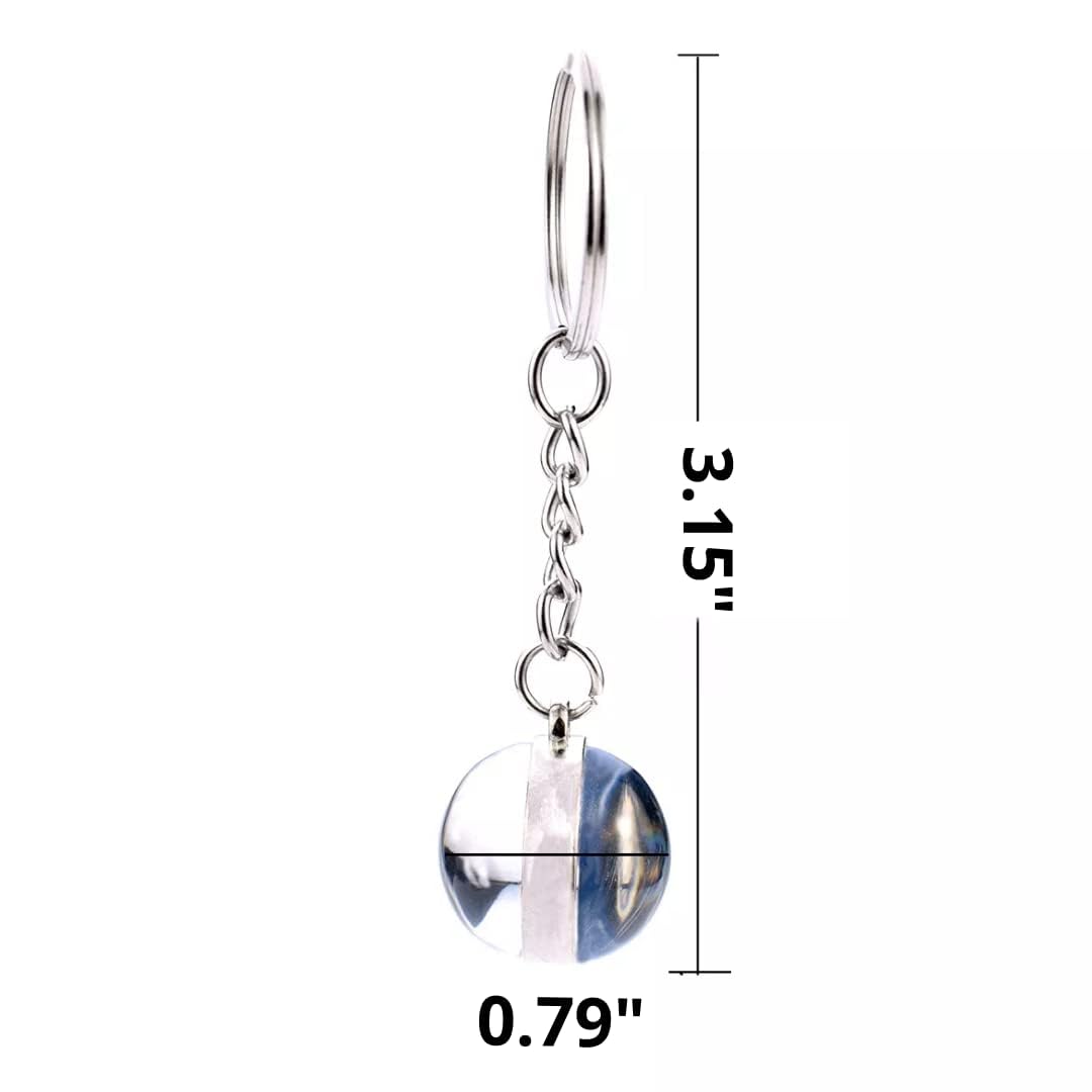 2 Pcs Glow In The Dark Keychain - Earth and Moon Keychains With Gift Box Luminous Accessories Pendant Cute Small Globe Space Galaxy Fun Unique Llaveros Key chain for Men & Women Gift For Loved Once