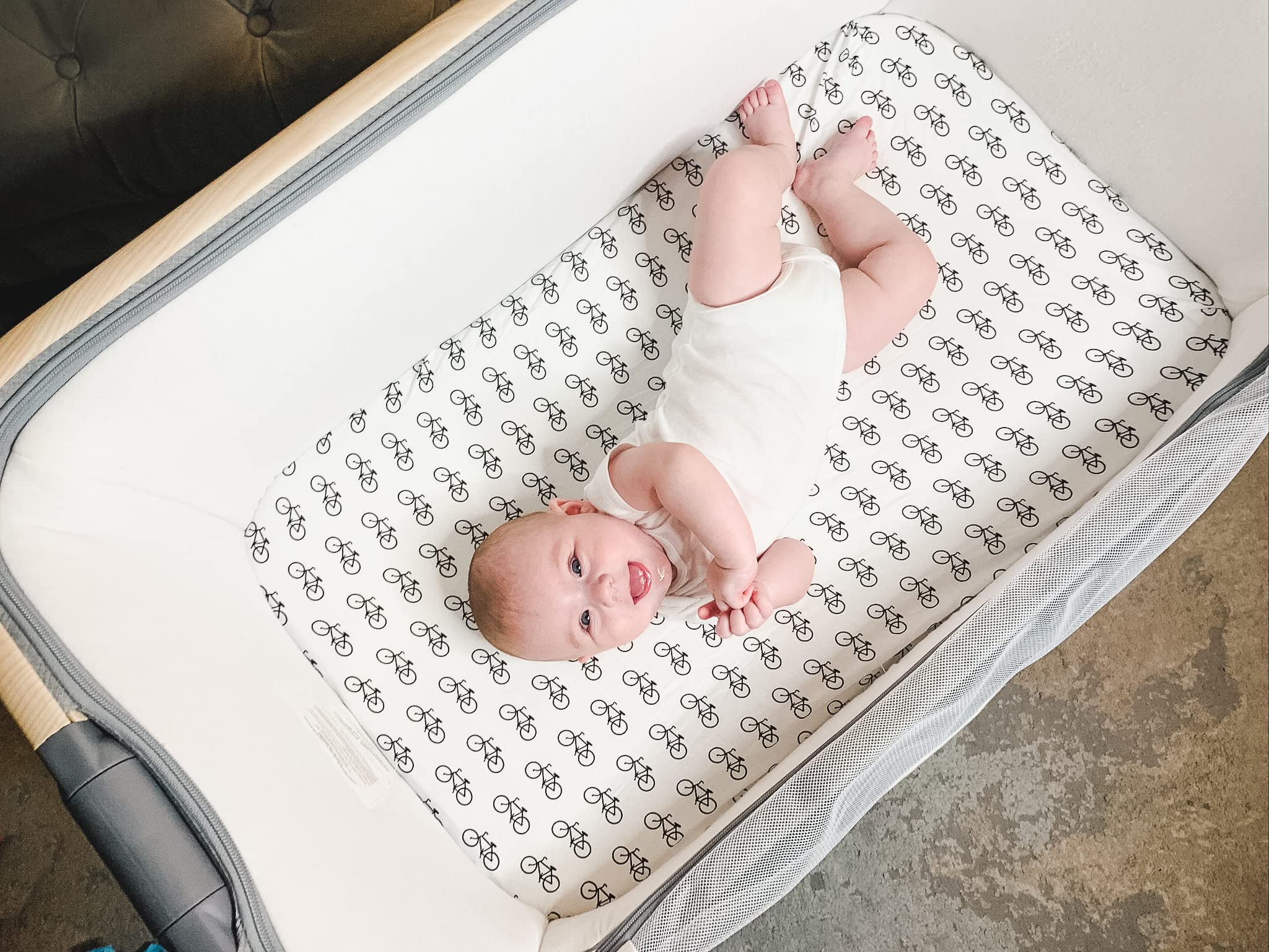 Bassinet Bed Sheets – Premium Bassinet Fitted Sheets 4 Pack – 100% Jersey Knit Cotton Cradle Sheets – Bassinet Bedding for Standard Size Oval or Halo Bassinet Pads – Bassinet Sheet for Boy & Girl