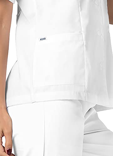 Adar Universal Scrubs for Women - Lapel Collar Buttoned Scrub Top - 2629 - White - 2X