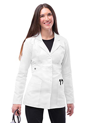 Adar Universal Stretch Lab Coat for Women - 28" Tab-Waist Lab Coat - 3300 - White - S