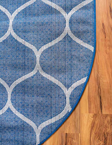 Unique Loom Trellis Frieze Collection Area Rug - Rounded (5' x 8' Oval, Navy Blue/ Ivory)