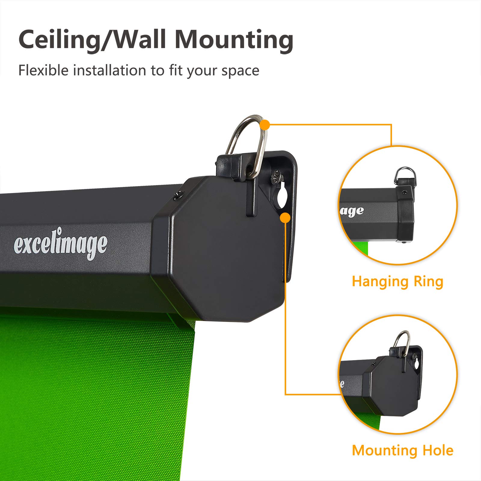 excelimage Pull-Down Green Screen Backdrop, 79”x75” Auto-Locking Chroma Key Panel with Wrinkle-Resistant Green Fabric for YouTube Videos, Music Videos, Photography, TIK Tok, or Gaming (Black)