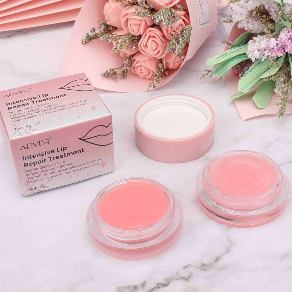Lip Scrub Mask, Lip Sleeping Mask with Double Effect, Repair Lip Mask for Dry, Cracked Lips, Lip Moisturiser for Lip Treatment Care, Lip Repair Balm (Strawberry)