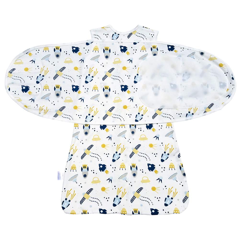 Baby 100% Cotton Sleeping Bag Split Swaddle Wearable Blanket for Boys and Girls, 4 Season, 6-12 Months (Spaceship)
