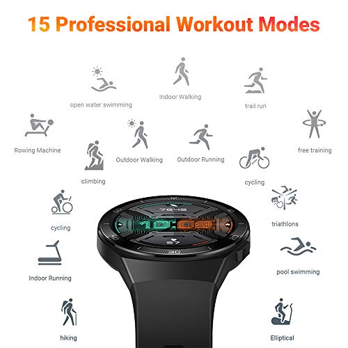 HUAWEI Watch GT 2e Bluetooth SmartWatch, Sport GPS 14 Days Working Fitness Tracker, Heart Rate Tracker, Blood Oxygen Monitor, Waterproof for Android and iOS, 46mm Graphite Black