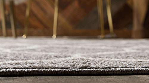 Unique Loom Trellis Frieze Collection Area Rug - Rounded (7' Round, Light Gray/ Ivory)