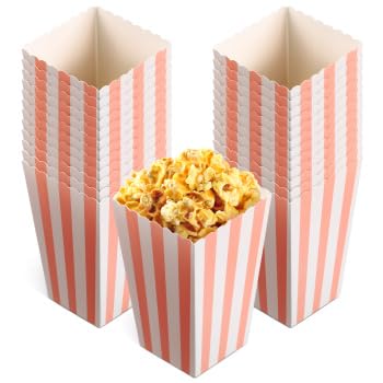 48 Pcs Popcorn Cups Paper Pink Popcorn Boxes French Fry Cups Snack Holders Paper Treat Bags for Birthday Party