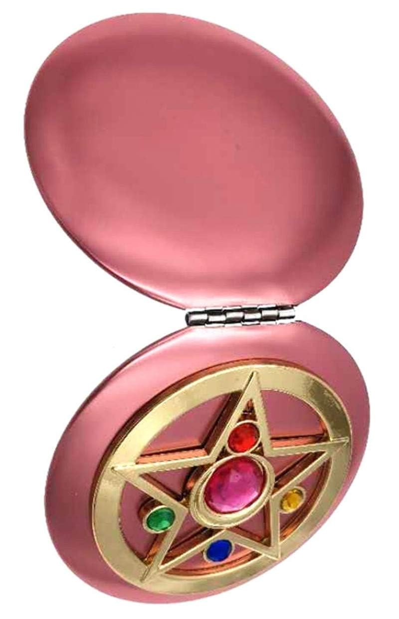 Makeup Compact Mirror Personal Makeup Mirror Portable Travel Handheld Foldable Double Sided Mirror with Crystal Star Miao WU