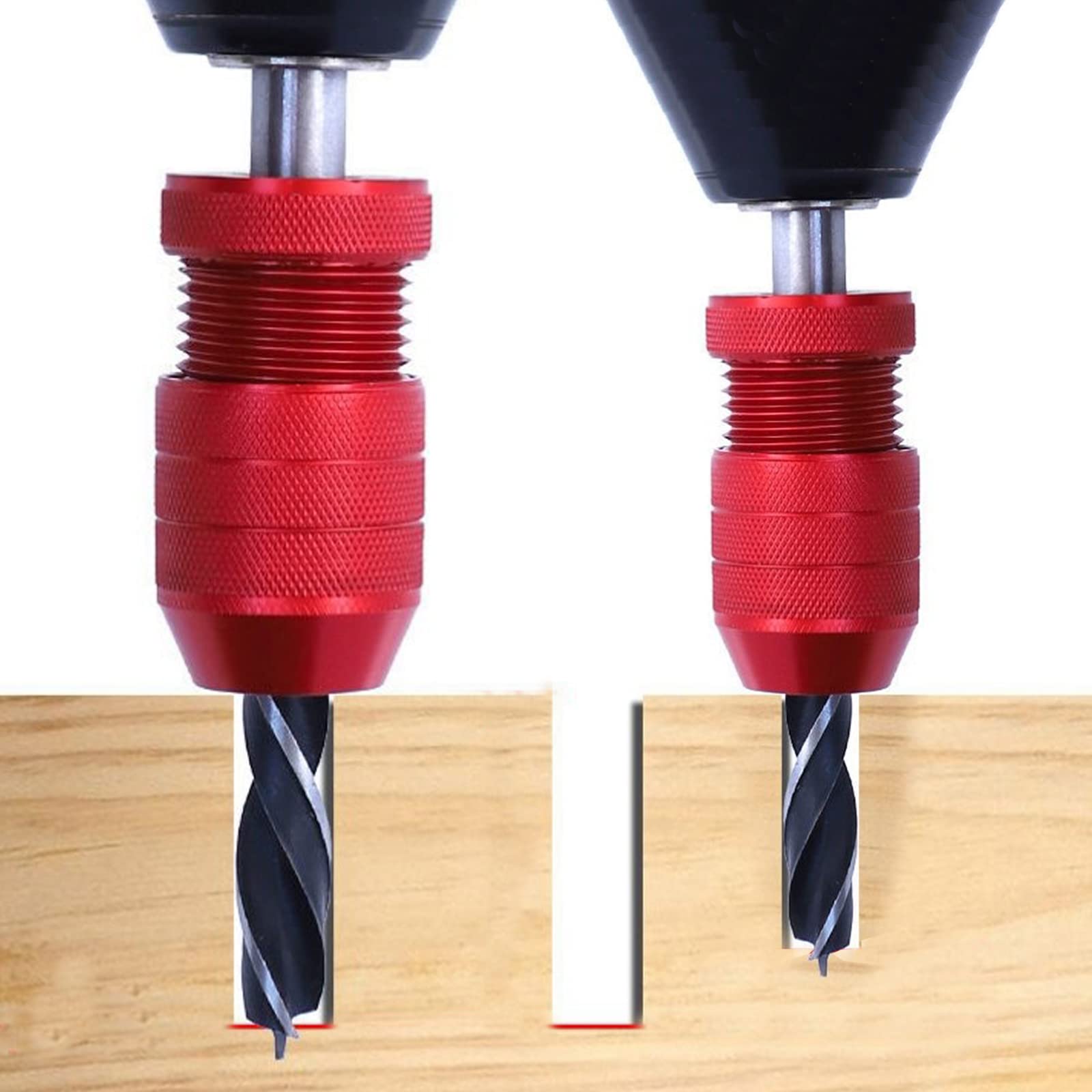 2 PCS Adjustable Drill Depth Stop for Drill Bits,Adjustable Countersink Drill Bit Applicable Drill Size Range 5/64"-3/16",15/64"-7/16",Drill Stop Set for Woodworking Tools & Hand Tools (2 Set)