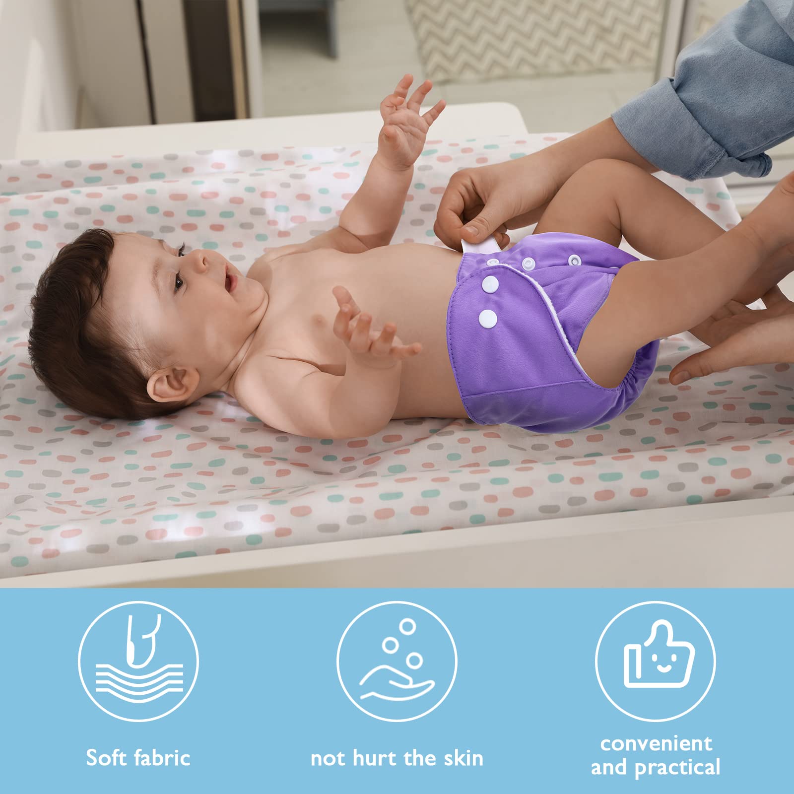 18 Pcs Reusable Diapers for Baby with 18 Inserts Cloth Diaper Liner Changing Pad Liners Cloth Diapers Adjustable Washable Diaper Cover Absorbent Inserts for Boys Girls Babies Toddlers Newborn