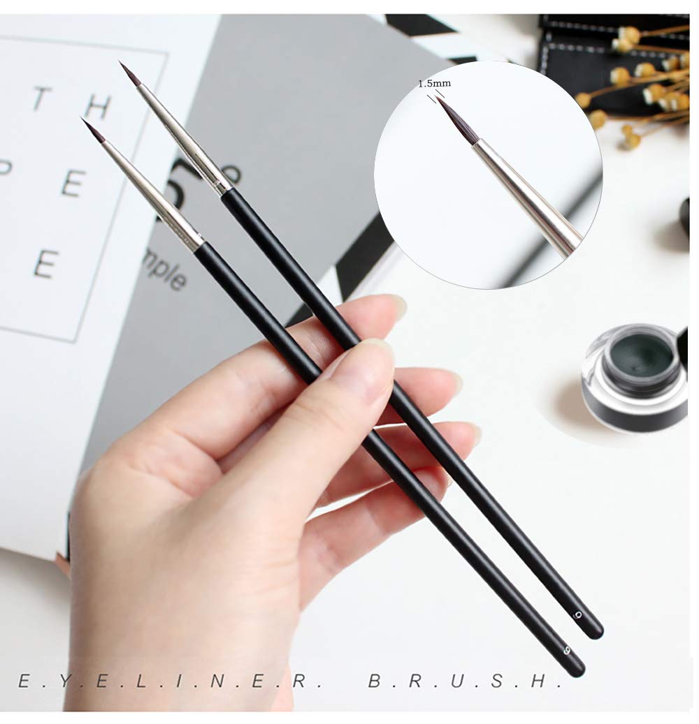 Eye Makeup Sable Eyeliner Brushes, 6 Pcs Ultra Fine Soft Sable Eyeliner Makeup Tools for Women to Accurately Apply Gel and Wet Powder