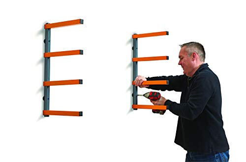 Bora Portamate Wood Organizer and Lumber Storage Metal Rack with 4-Level Wall Mount - Indoor & Outdoor Use - PBR-004