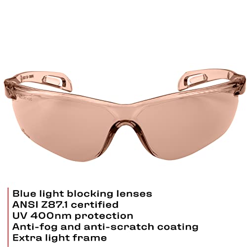 NoCry Lightweight Blue Light Blocking Glasses with Orange Lenses, Anti Fog and Anti Scratch Coating and UV 400 Protection; ANSI Z87.1 Certified