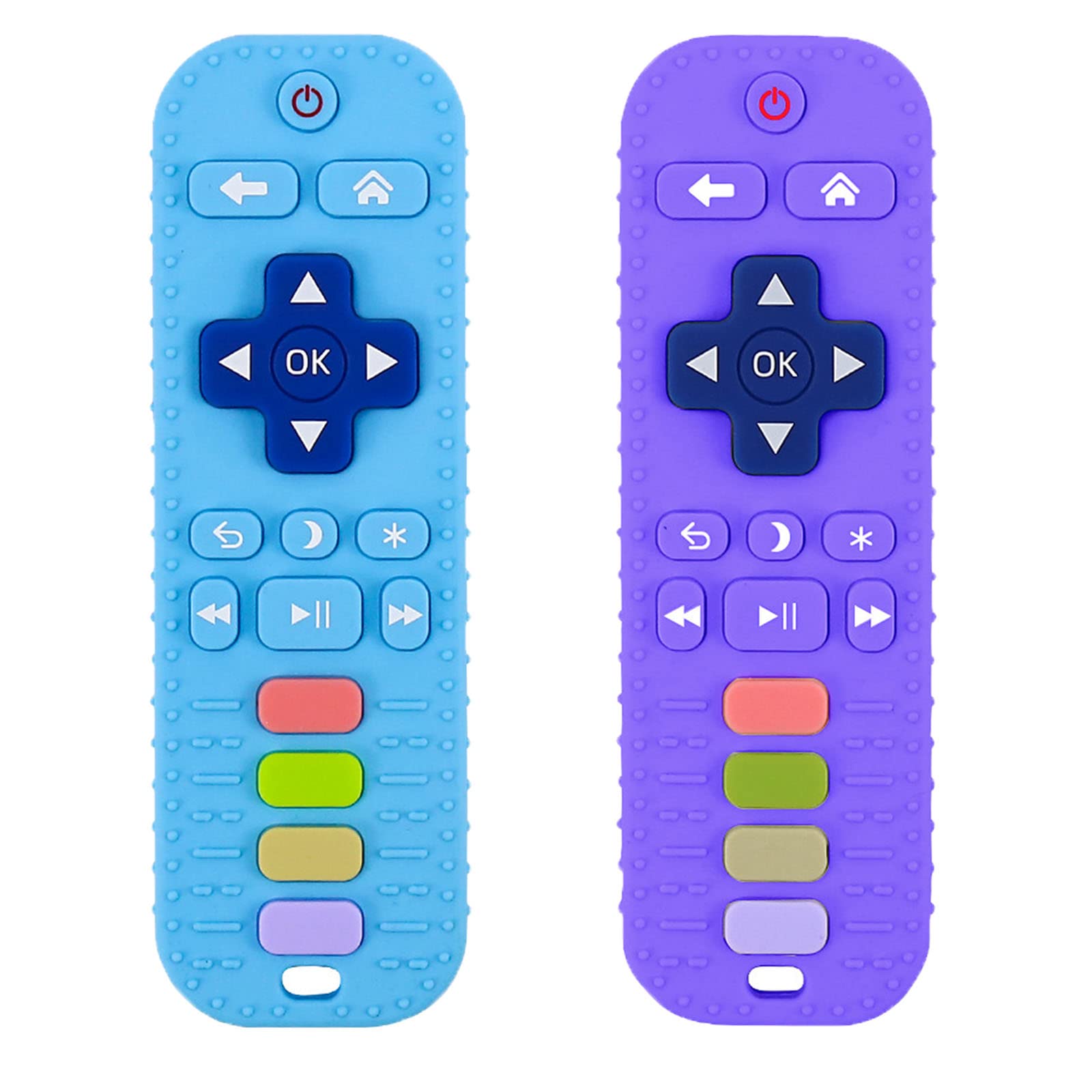 2 PCS Baby Remote Control Toy Remote Teether for Baby Teething Toys Soft Silicone Baby Teething Chew Toy for Babies Soft-Textured Teether, Baby Chew Toys Sensory Toys (2 Rmote)