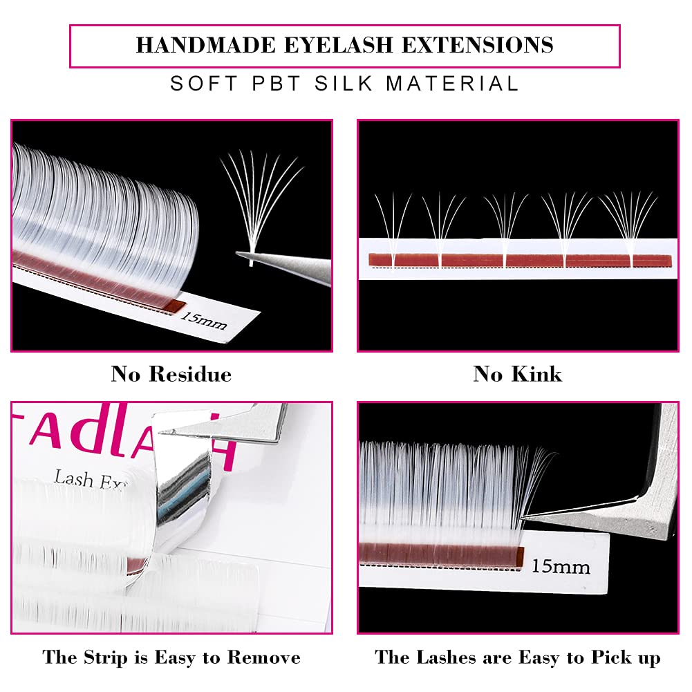 Eyelash Extension 0.07 Colored Easy Fan Lashes White D Curl Self Fanning Lashes Colored, Volume Lash Extensions (White 0.07D, 15-20mm)