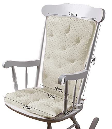 Baby Doll Bedding Heavenly Soft Adult Rocking Non-Slip Chair Pads - Two-Piece Rocking Chair Cushion Pads for Adults - Machine Washable, For Home Application - Rectangular (Ivory)