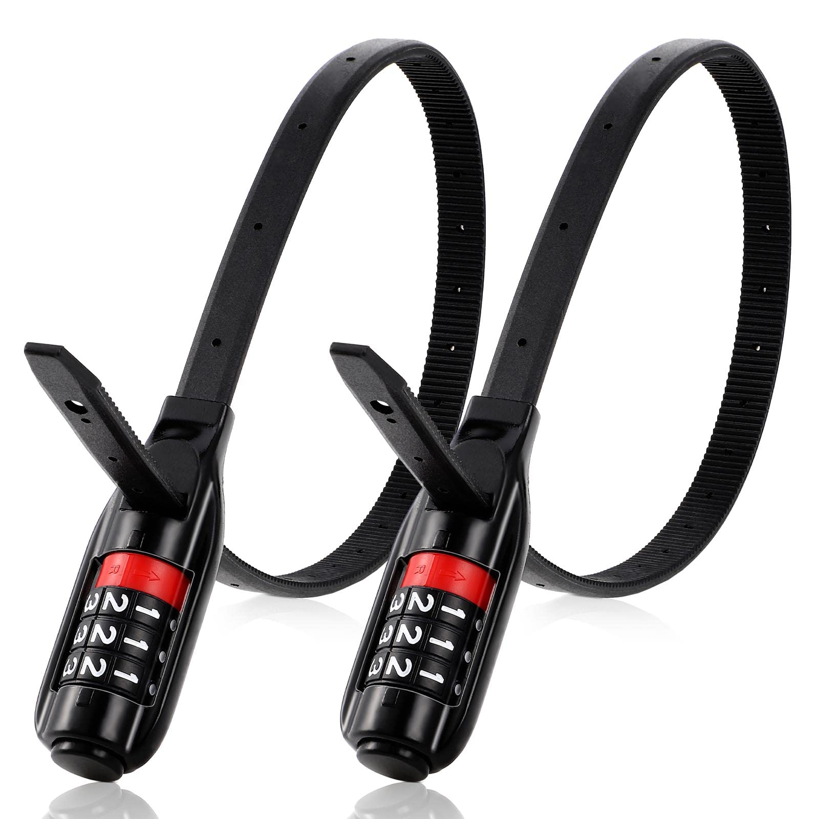 2 Pcs Bike Lock Zip Tie Lock Multi Purpose Combo Lock Combination Bike Lock Lightweight Bicycle Lock Scooter Lock for Quick Stops Door Outdoor Use, Black