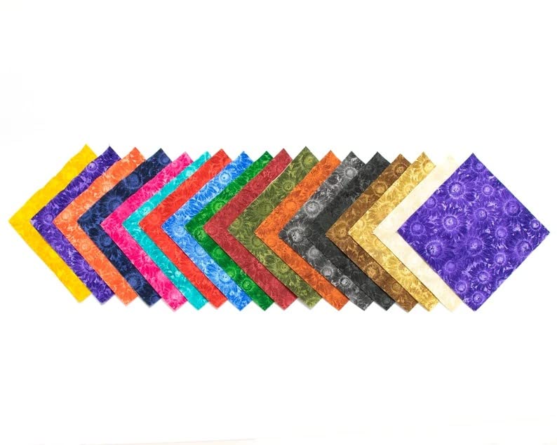 18 Pieces Fabric Cute, Beautiful 2.5 inch Farm Flowers Jelly Roll, Cute 100% Cotton Fabric Quilting Strips 2.5"