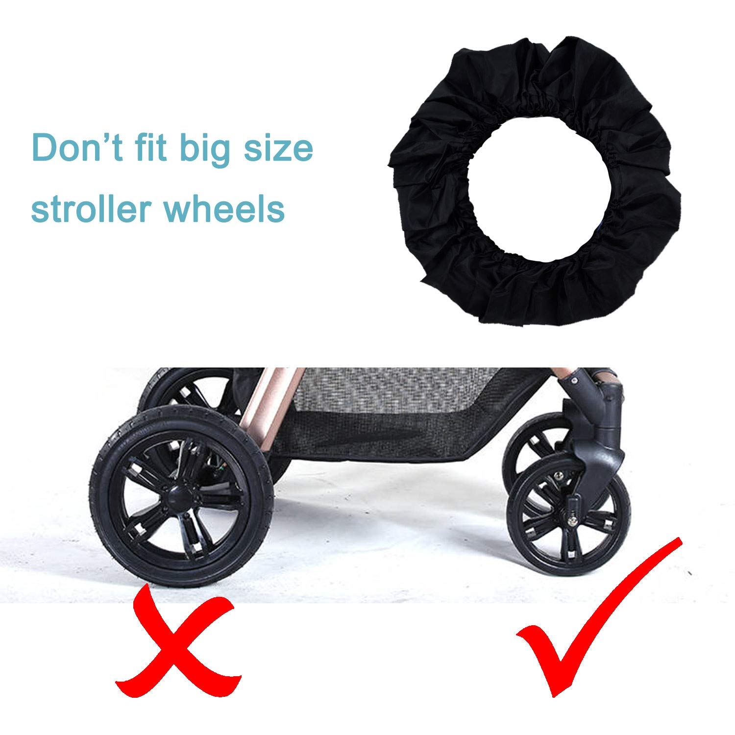 2 Pack Diameter 4.5-6.3 inch Baby Stroller Wheel Cover Dustproof Wheelchair Protector Cover Pushchair Wheel Cover Protector For Outdoor