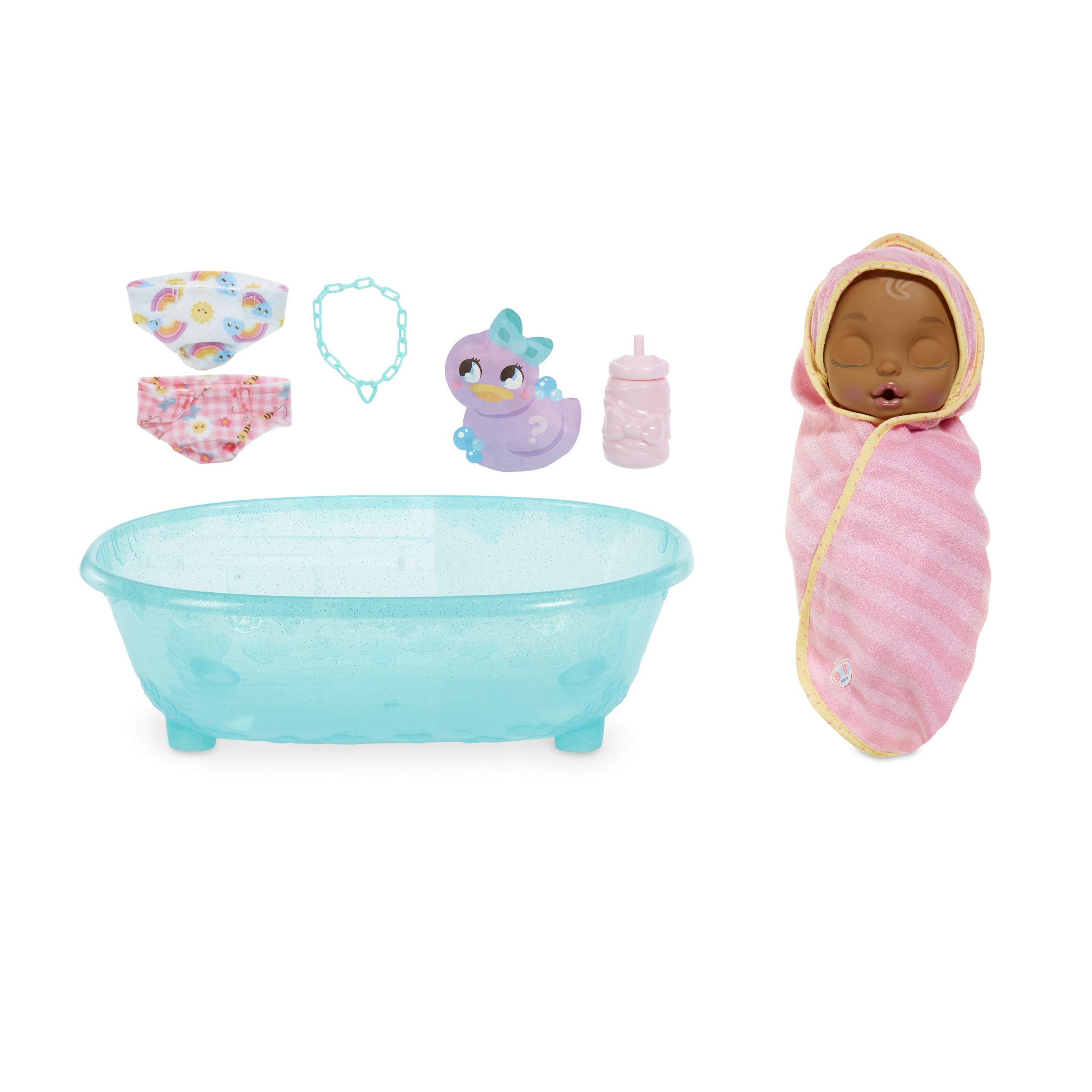 Baby Born Surprise Bathtub Surprise Pink Swaddle Daisies, Multicolor