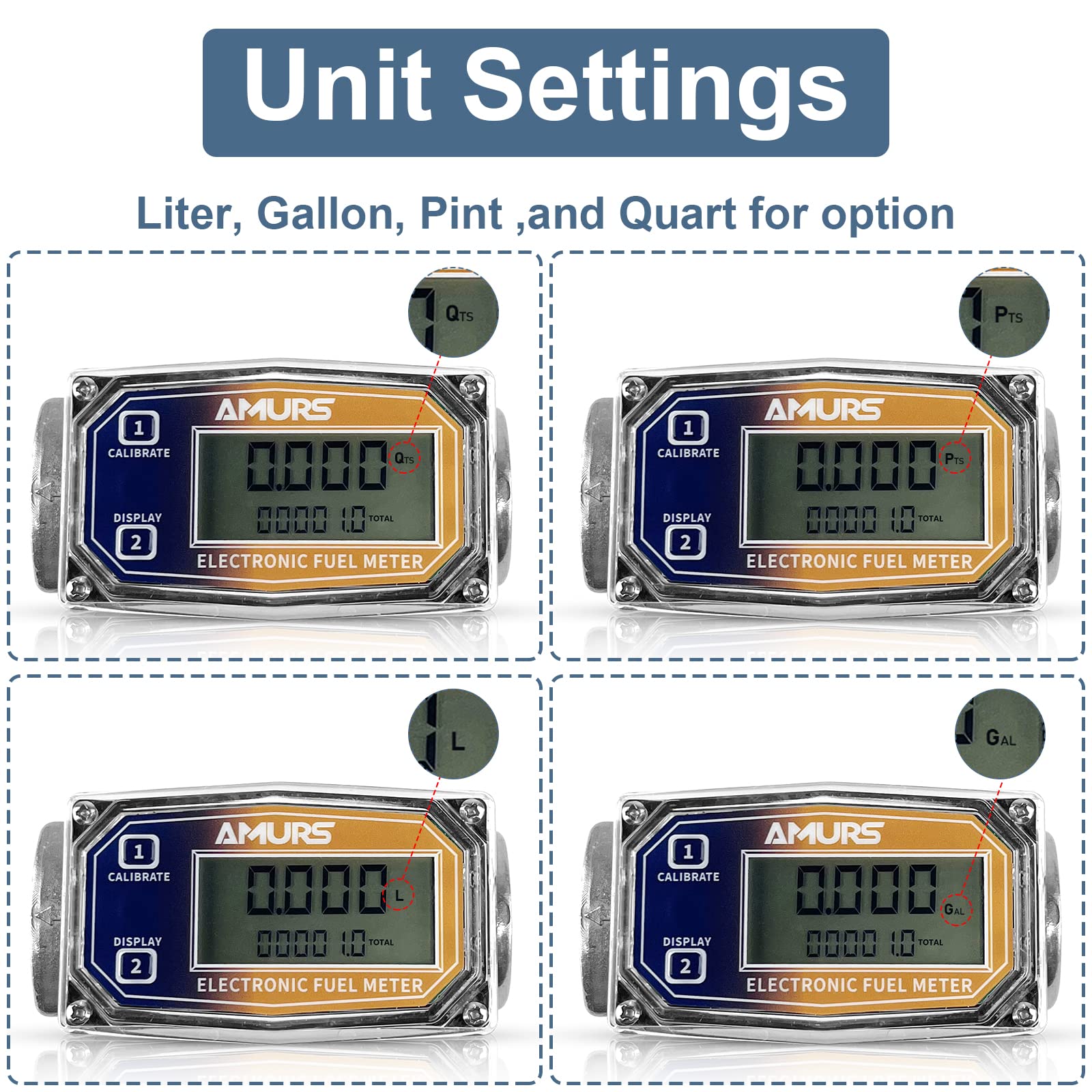 3/4 inch Turbine Flow Meter LCD Digital Display Flowmeter with NPT Counter Detachable Adaptor Flowmeters for Measuring Diesel Kerosene Gasoline Flows