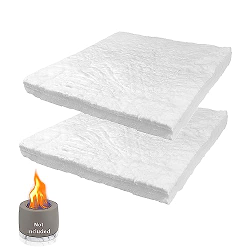 2 Pcs Ceramic Wool Wick Sponge to Extend Burn Time – Ceramic Wool for Tabletop Firepit - Ceramic Fiber Insulation for Bioethanol Fireplaces, Portable Tabletop Fire Pits - 24" x 12" x 1" (Thick)