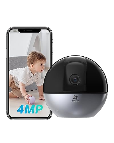 EZVIZ 4MP Indoor Camera PTZ with AI Human Detection, 2K Pan Tilt Security, Baby/Pet Monitor, Night Vision, 4X Auto-Zoom, Motion Tracking | C6W