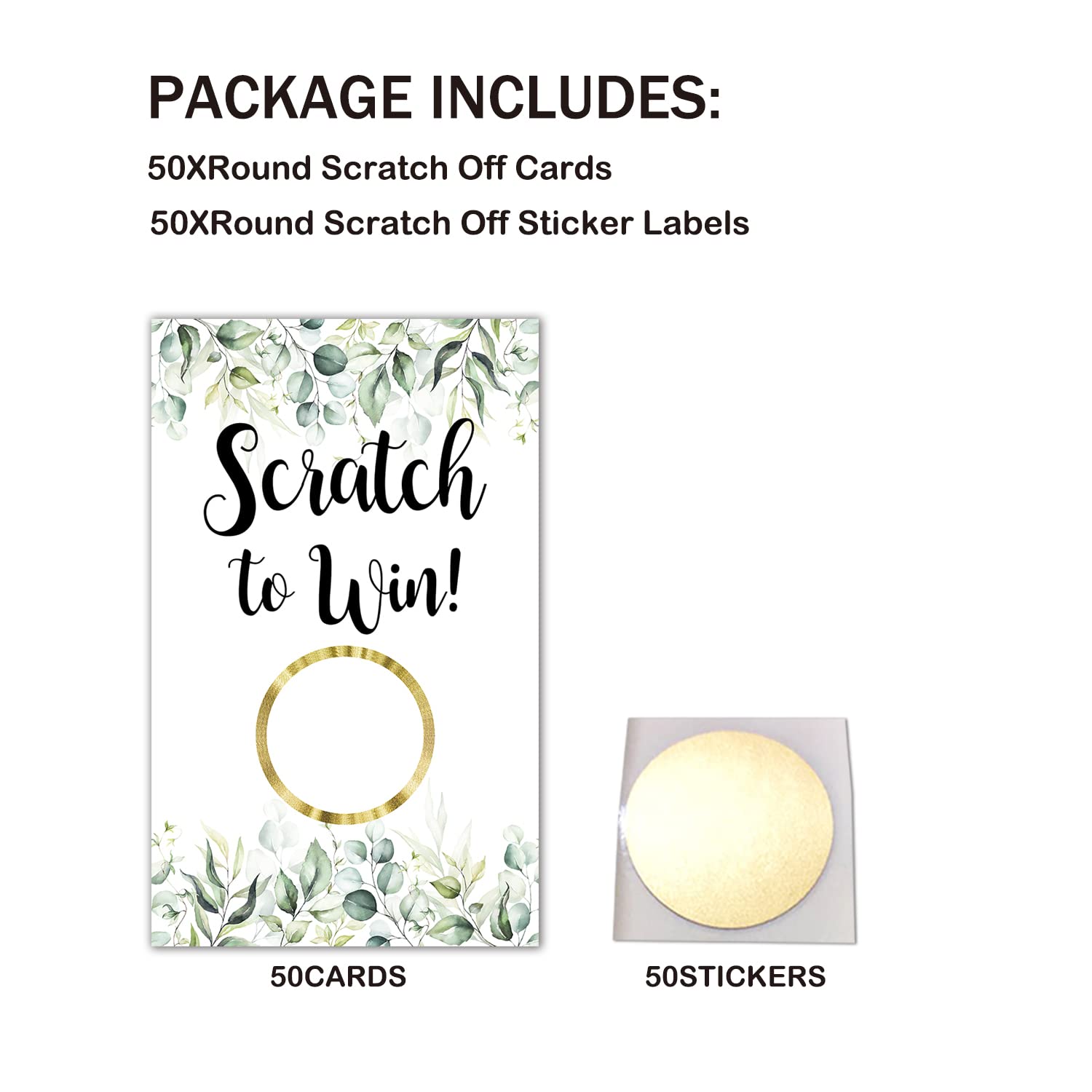 50 Greenery Scratch Off Game Cards, Greenery Lottery Tickets, Activities For Bridal Shower Activity, Baby Shower Raffle Ticket Reveal to Win Event Prizes.