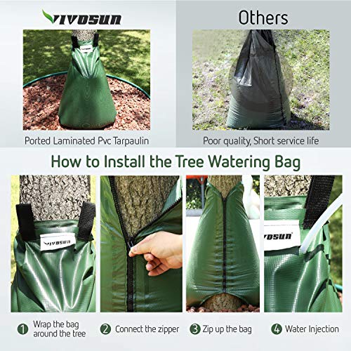 VIVOSUN 2-Pack 20 Gallon Watering Bag for Trees, Premium PVC Tree Irrigation Bags, Slow Release, 5-8 Hours Releasing Time