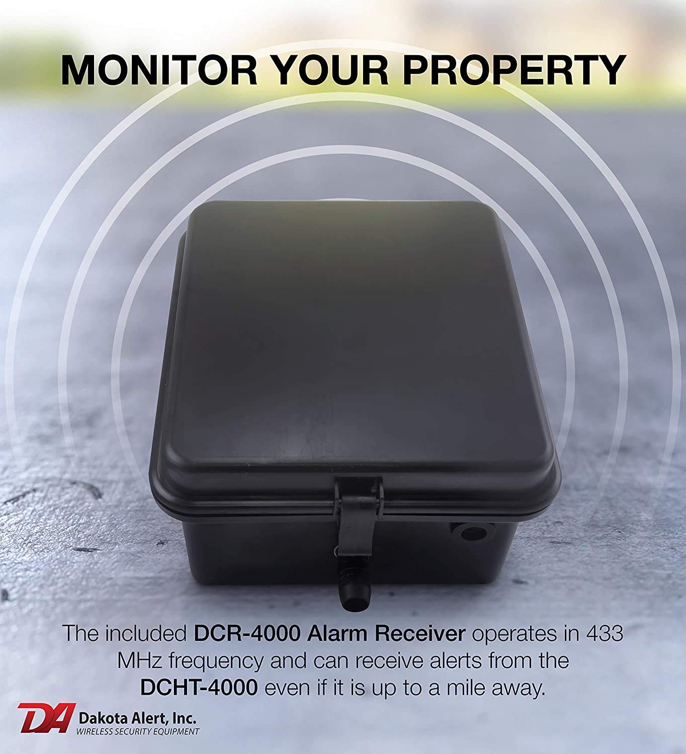 Dakota Alert Driveway Alarm System - DCRH-4000 with One Mile Wireless Range- DCR-4000 Receiver & DCHT-4000 Transmitter Box with 25' Rubber Hose, Drive Thru Sensor & Signal