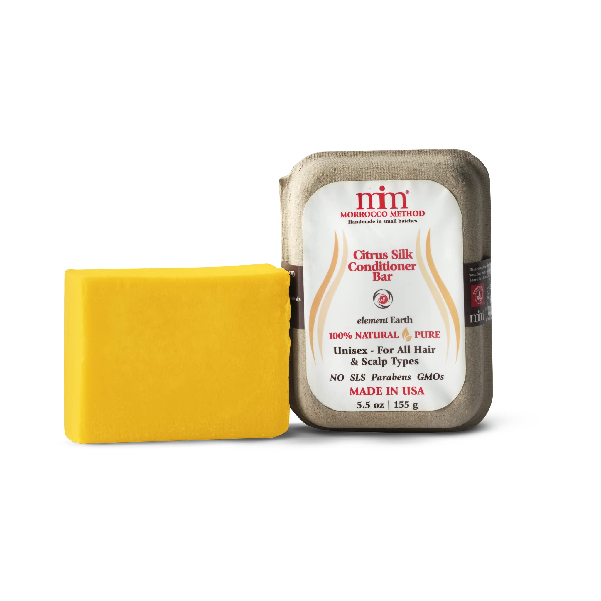 Citrus Silk Conditioner Bar Handcrafted. 100% Natural. Raw. Unisex. For All Hair and Scalp Types. No SLS, Parabens or GMO's. 2 oz.