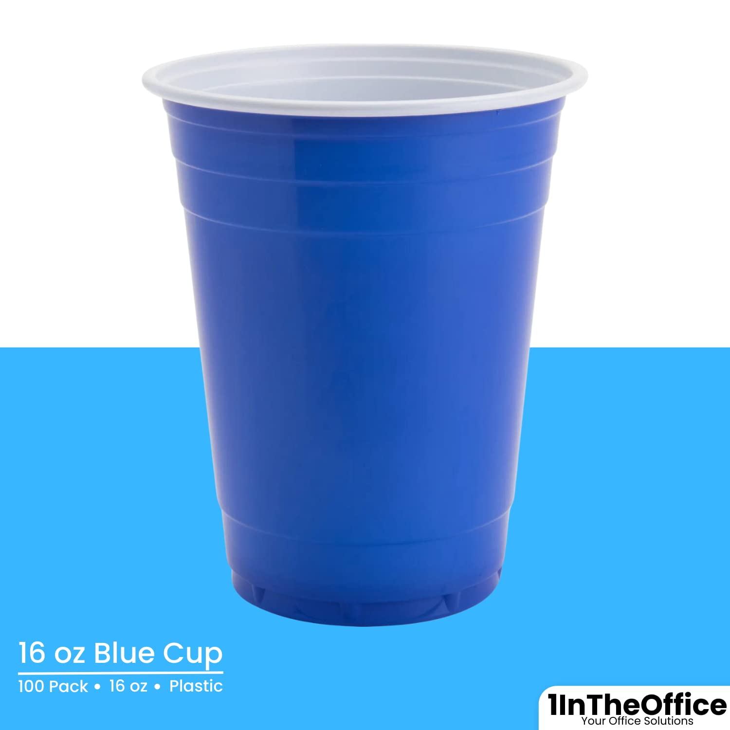 1InTheHome Blue Cups 16 Oz, Disposable Blue Plastic Party Cups (100 pack)