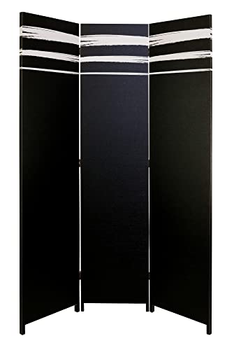 Kiera Grace Stockholm Dahl Decorative 3-Panel Room Divider for Home & Office, 47" W x 71" H x 1" L, Black